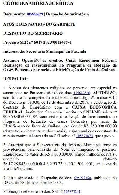 prefsp-doe-caixa-eletrico-bus-25-6-24 - Via Trolebus