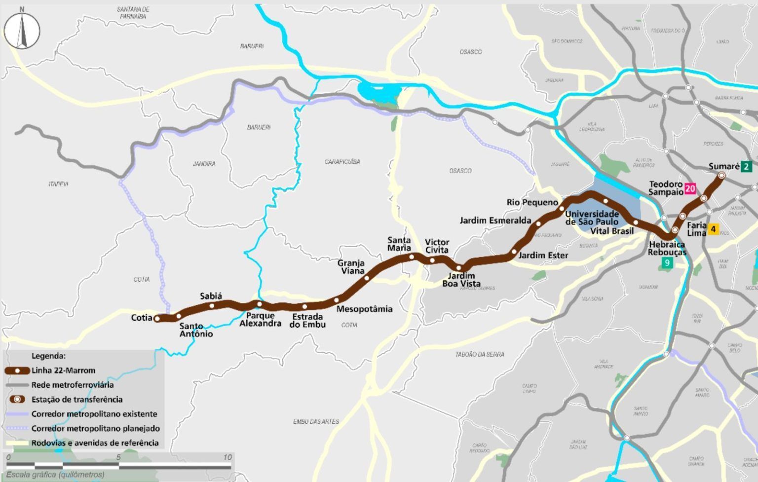 Metrô conclui anteprojeto da futura Linha 22-Marrom